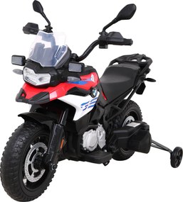 Ramiz Dětská motorka na baterie BMW F850 GS červená + pomocná kolečka + audio LED + pomalý start + EVA