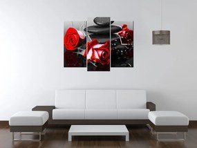 Gario Obraz s hodinami Roses and spa - 3 dílný Rozměry: 90 x 70 cm