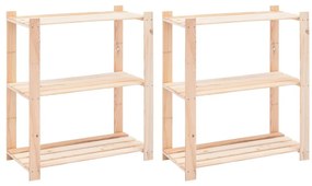 Regály 3 police 2 ks 80 x 38 x 90 cm masivní borovice 150 kg 3051117