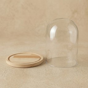 Dekorační skleněný poklop AURA béžový, 30 cm