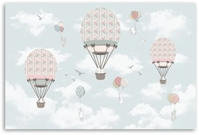 Obraz na plátně, Barevné balónové letové zvířata - 90x60 cm