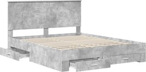 Rám postele s čelo Betonově šedá 160 x 200 cm Kompozitní dřevo 3411283