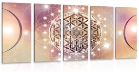 5-dílný obraz okouzlující Mandala - 100x50 cm