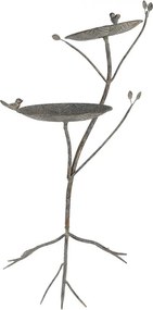 Zeleno hnědé antik kovové krmítko pro ptáčky Birdie - 38*43*78 cm