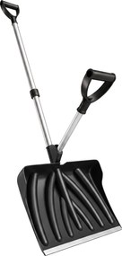 Outsunny Sněhový pluh 45 cm široký, plastová lopata na sníh s ergonomickou přídavnou rukojetí, odháněč sněhu s hliníkovou násadou a kovovým okrajem