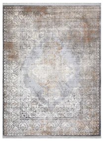 Moderní koberec LUCE 80 ornament vintage Strukturální šedá / hořčice velikost 154x220 cm | krásné koberce cz