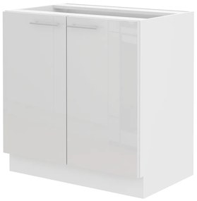 Dolní kuchyňská skříňka Lavera 80 D 2F BB (bílá + lesk bílý). 1032334