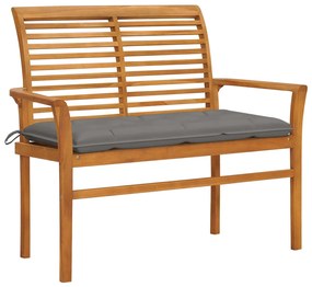 Zahradní lavice s šedou poduškou 112 cm masivní teak,  3062665