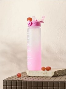Sinsay - Láhev na pití s odměrkou a úchytem - pastelová růžová