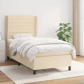 vidaXL Box spring postel s matrací 90x190 cm textil [3128012] Barva: krémová