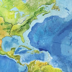 Malvis ® Tapeta Mapa světa zelenomodrá Vel. (šířka x výška): 288 x 200 cm