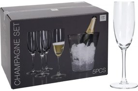 PROHOME - Sklenice šampaňské 4ks+nádoba na led