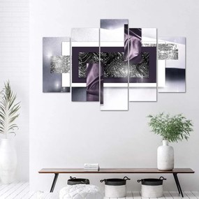 Obraz na plátně pětidílný Abstraktní fialová šedá - 150x100 cm
