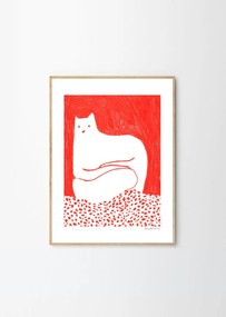 The Poster Club Plakát Cat in Red by Cinzia Franceschini A4 (21x27cm)