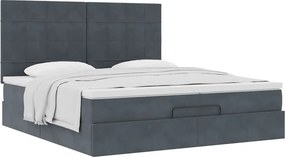 Osmanský rám postele s matrací tmavě šedý 200x200cm samet 3313494