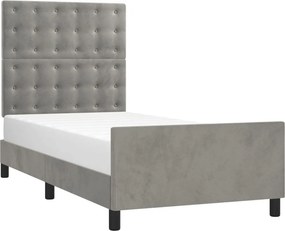 Rám postele bez matrace světle šedá 100 x 200 cm samet 3125983