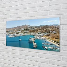 Obraz na skle Řecko Coast horské město 100x50 cm