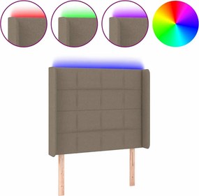 Čelo postele s LED taupe 93 x 16 x 118/128 cm textil 3124034