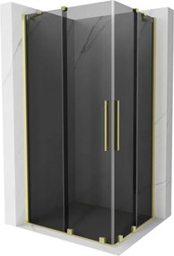 Mexen Velar Duo, sprchový kout s posuvnými dveřmi 100 x 90 cm, 8mm šedé sklo, zlatá matná, 871-100-090-42-55