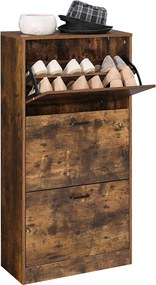 Skříň na boty se 3 sklápěcími dveřmi, 60x24x120 cm rustikální hnědá