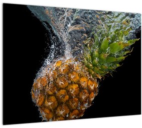 Skleněný obraz ananasu ve vodě (70x50 cm)
