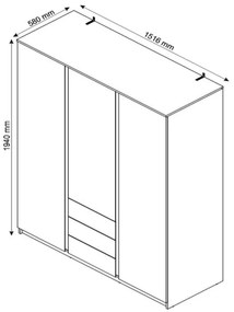 Šatní skříň Carlos, dub sonoma, 152 cm