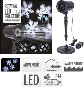 Rotační LED projektor sněhových vloček 15 × 16 cm