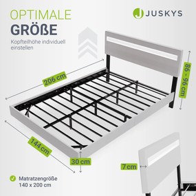 Juskys Čalouněná postel Lissabon s LED osvětlením Barva: tmavě šedá