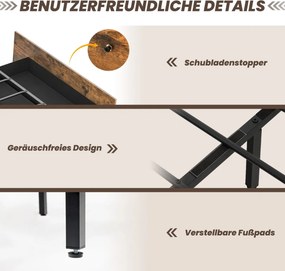 Costway Rám manželské postele s LED platformou a zásuvkami