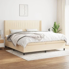 Box spring postel s matrací krémová 200x200 cm textil 3131622