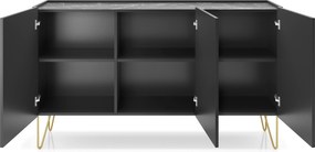 PSK Komoda HOPE, Černá/Marmur Black Royal 144 cm