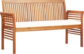 vidaXL 3místná zahradní lavice s poduškou 150cm masivní akáciové dřevo [45968] Barva: krémová