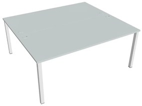 Dvojstůl pracovní rovný 180×160 cm - Hobis Uni USD 1800 Dekor stolové desky: šedá, Barva nohou: bílá