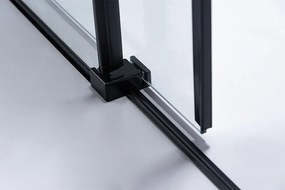 BPS-koupelny Posuvné sprchové dveře HYD-PD03B 100 černé/transparent pro instalaci do niky + vanička HYD-OSV-ST03A 100x80 bílá