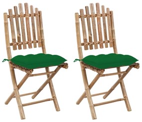 Skládací zahradní židle s poduškami 2 ks bambus,  3064007