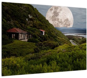 Obraz krajiny s měsícem (70x50 cm)