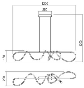 Redo 01-2115 závěsné LED stmívatelné svítidlo Corral pískově černé, 35W, 3000K, 120cm