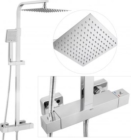 Erga Goba, sprchová souprava s termostatickou baterií a dešťovou hlavicí 25x25 cm, chromová, ERG-YKA-BP.GOBA-THERM-25-CHR