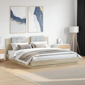 Rám postele s čelem a LED osvětlením dub sonoma 200x200 cm 3209984