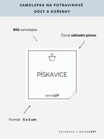 Samolepka na kořenky PÍSKAVICE bílá 5 × 5 cm základní písmo