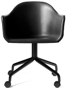 Výprodej Audo Copenhagen designové židle Harbour Dining Chair with Castors (kůže Dakar - odstín 0842, podnož černě lakovaná)