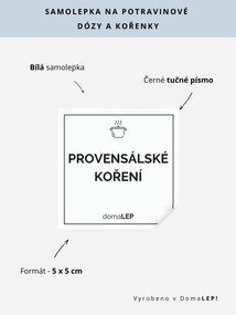 Samolepka na kořenky PROVENSÁLSKÉ KOŘENÍ bílá 5 × 5 cm tučné písmo