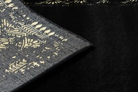 Dywany Łuszczów, Běhoun Gloss 408C 86 geometric black/gold, 80x300, černá, obývací pokoj