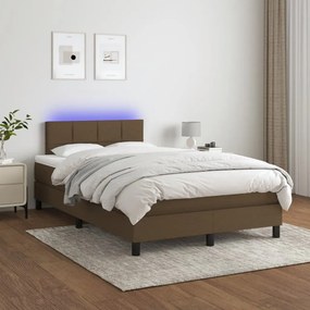 Box spring postel s matrací a LED tmavě hnědá 120x190 cm textil 3270042