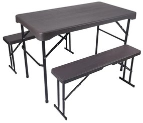 SKLÁDACÍ PIKNIK SET WOOD (stůl + 2x lavice)