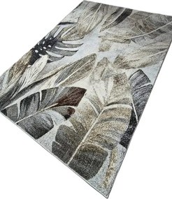 HU Béžovo-šedý koberec Villa 869 s listovým vzorem Rozměr: 60x100 cm