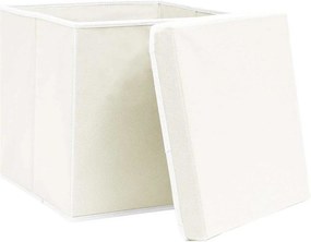Úložné boxy s víky 4 ks bílé 32 x 32 x 32 cm textil 288350