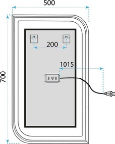 Rea Zrcadlo 70x50 cm s vyhříváním a regulovatelným LED osvětlením HOM-00304 růžová zlatá kartáčovaná