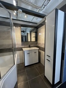 Lavedo Broadway Black 33 vysoká skříňka do koupelny s košem
