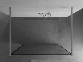 Mexen Kioto, sprchová zástěna Walk-In 150 x 200 cm, 8mm sklo černý vzor, ​​broušená ocel profil, 800-150-002-97-70